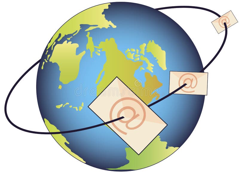 E-Mail around the world stock vector. Illustration of communications ...