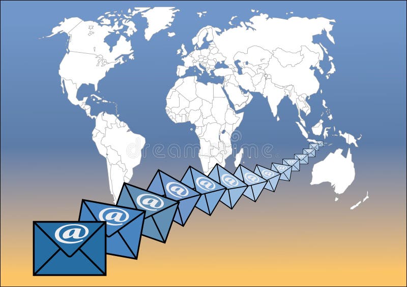 E-Mail around the world stock vector. Illustration of communications ...