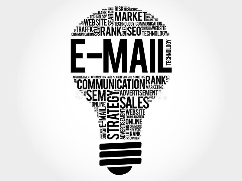 E-MAIL bulb word cloud stock illustration. Illustration of lightbulb ...