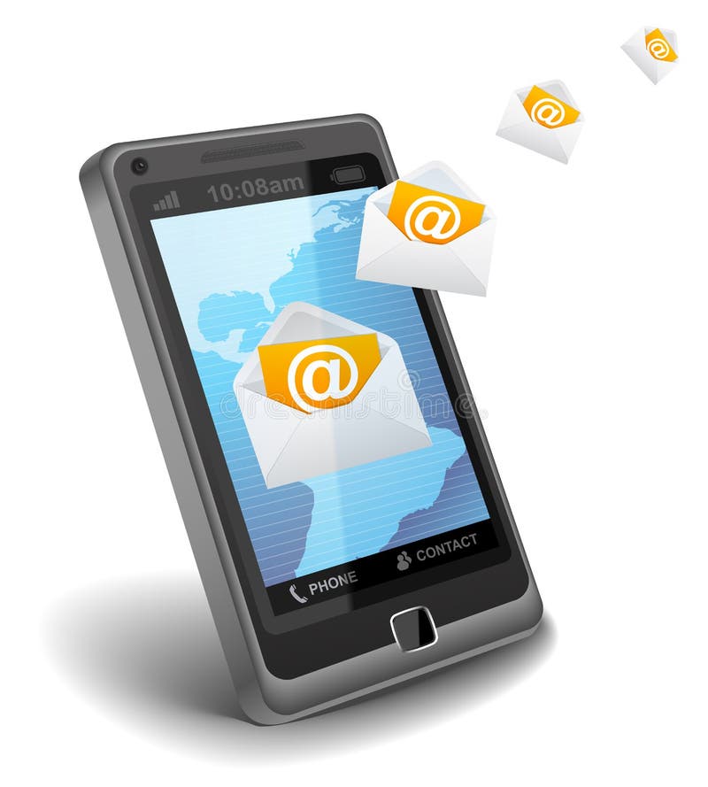 3D Send Receive Email Icon - Mobile Phone Stock Vector - Illustration ...