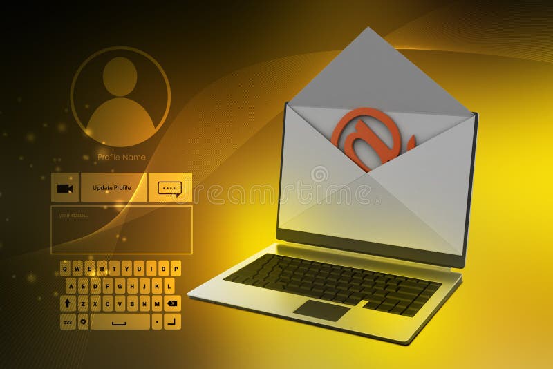 E-mail Concept. Modern Laptop and Envelope Stock Illustration ...
