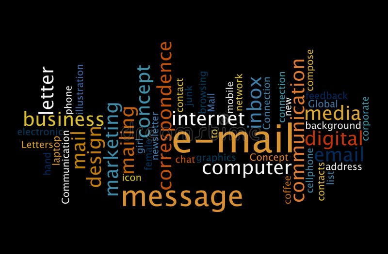 E-mail, Digital Communication Word Cloud Concept Stock Illustration ...