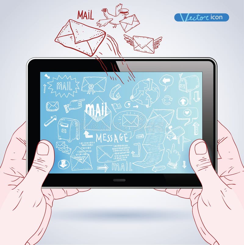 E-mail Doodle Set. Hand-drawn Vector Illustration Stock Vector ...