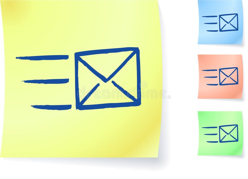 E-mail Graphic on Sticky Note Stock Illustration - Illustration of ...