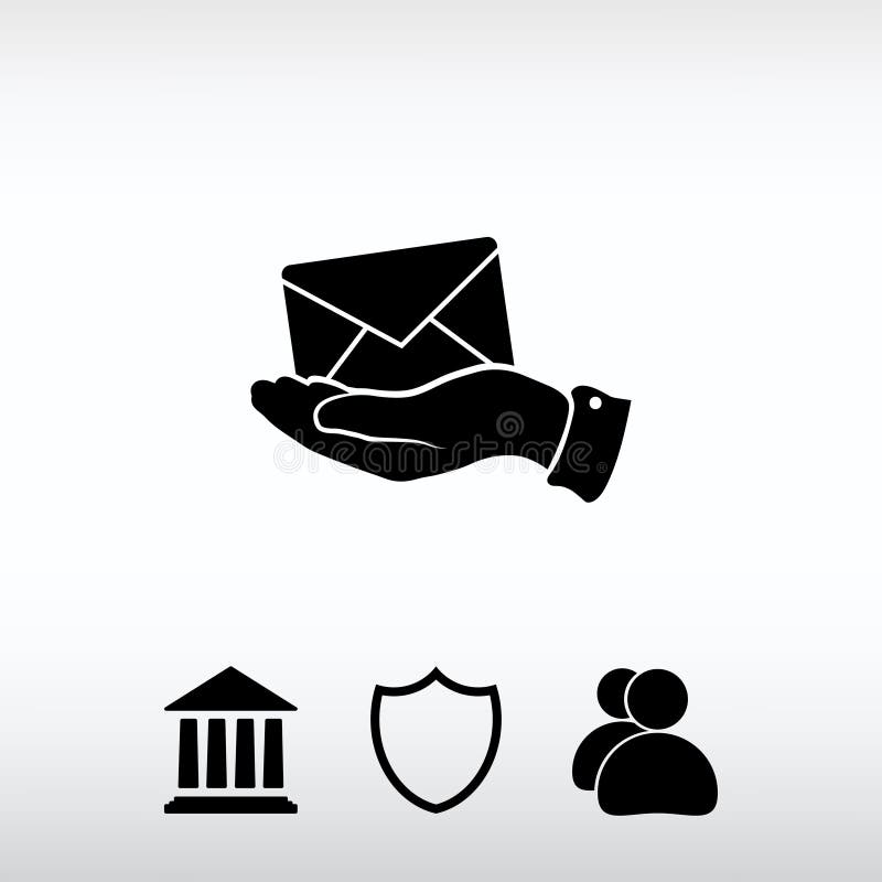 E-Mail in Hand, Vector Icon Illustration. Flat Design Style Stock ...
