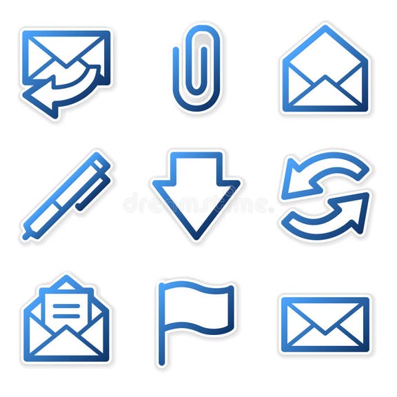 E-mail icons, blue contour stock vector. Illustration of interface ...