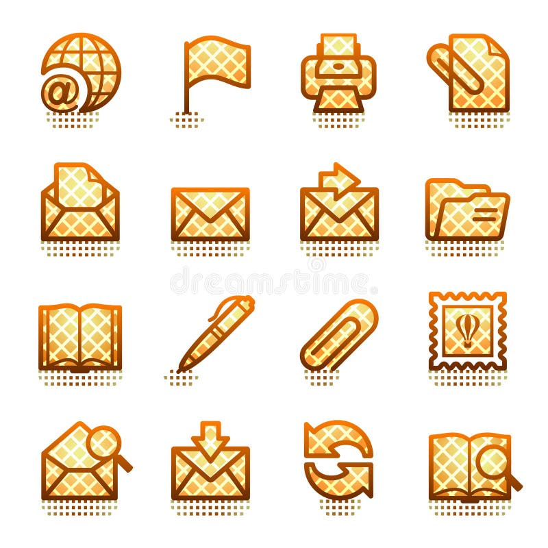 Save Mail Print Icon Set Buttons Stock Vector - Illustration of ...