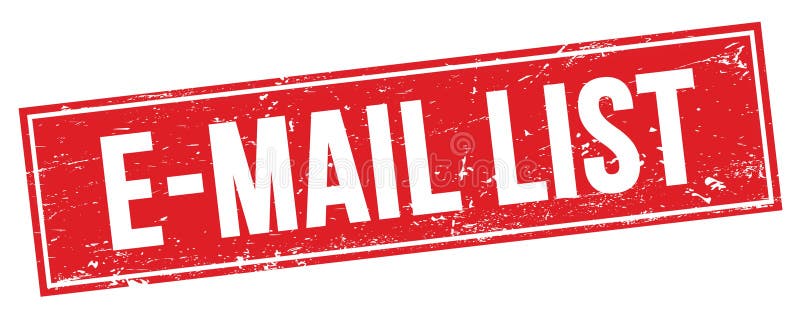 E-MAIL LIST Text on Red Grungy Rectangle Stamp Stock Illustration ...