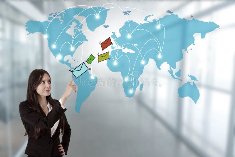 E-mail e mapa do mundo imagem de stock. Imagem de gerência - 131425319