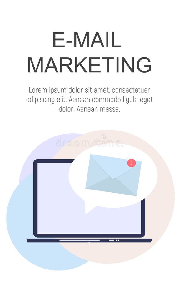 E-mail Marketing Concept Flat Background with Laptop. Vector ...