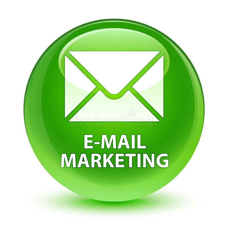 E-mail Marketing Glassy Green Round Button Stock Illustration ...