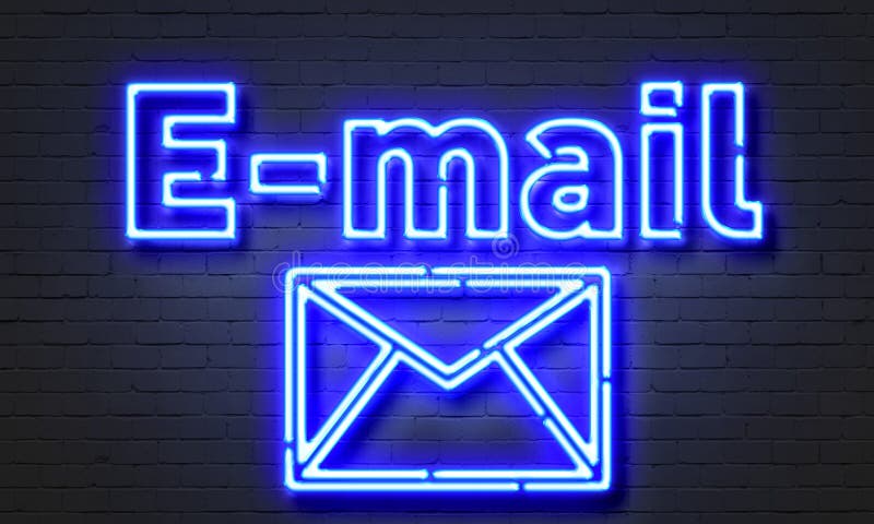 E-mail Neon Sign on Brick Wall Background. Stock Image - Image of ...