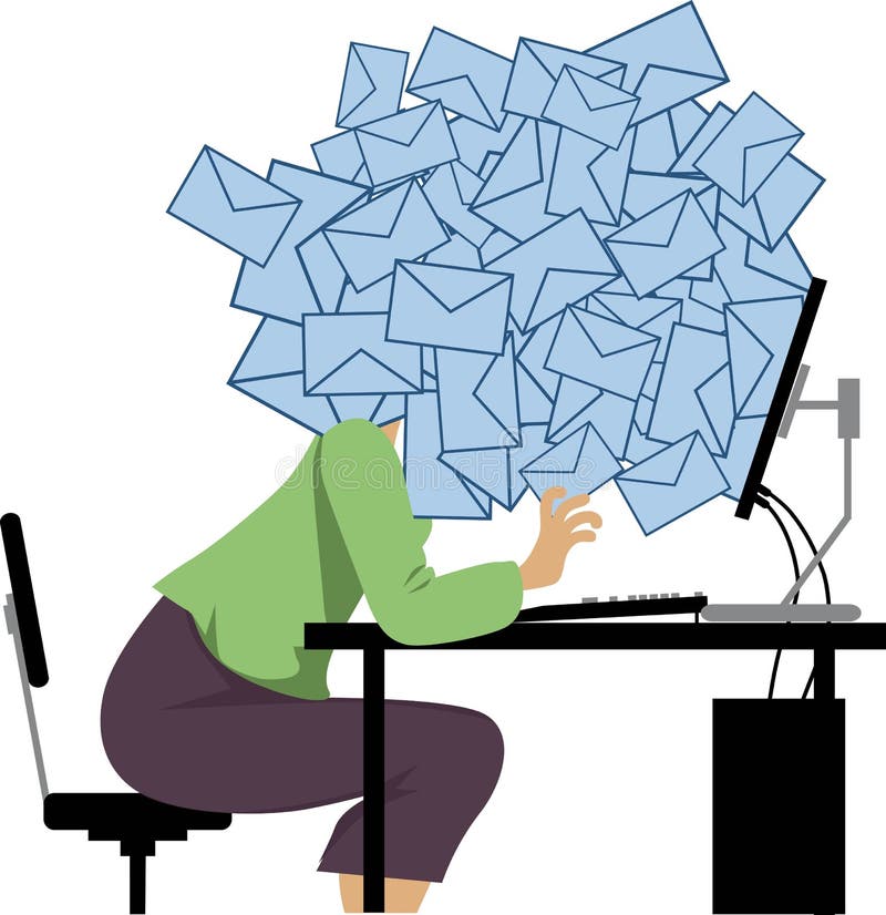 E-mail overload stock vector. Illustration of woman - 233338903