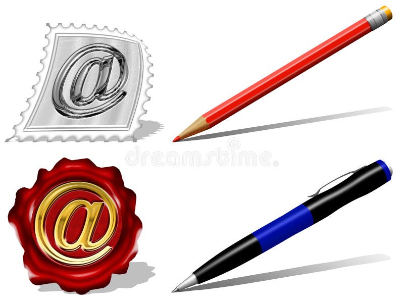 E-mail, Pencil and Pen Icons Stock Illustration - Illustration of ...