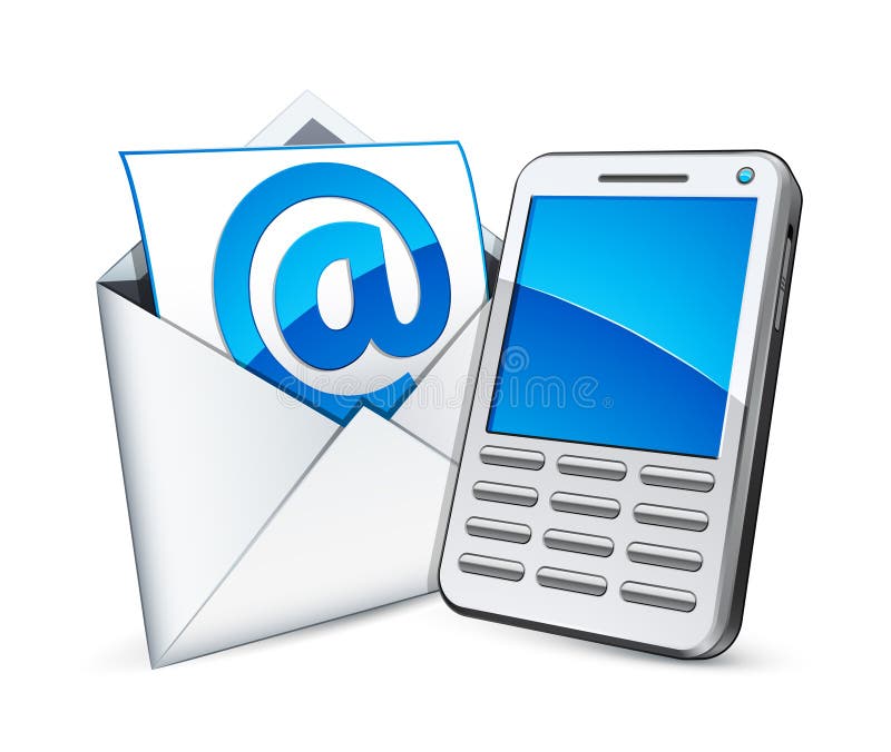 Mail icon and blue phone stock vector. Illustration of letter - 20327277