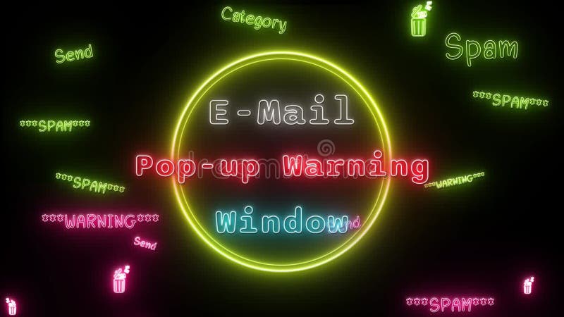 E-mail Popup Warning Window Neon Red-blue-white Fluorescent Text ...