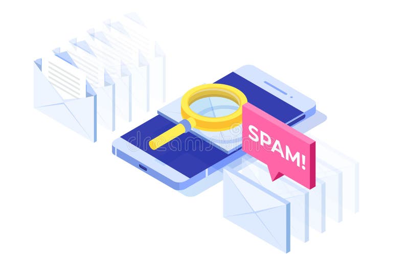E-mail Protection, Anti-malware, Anti Spam Isometric Concept. Stock ...