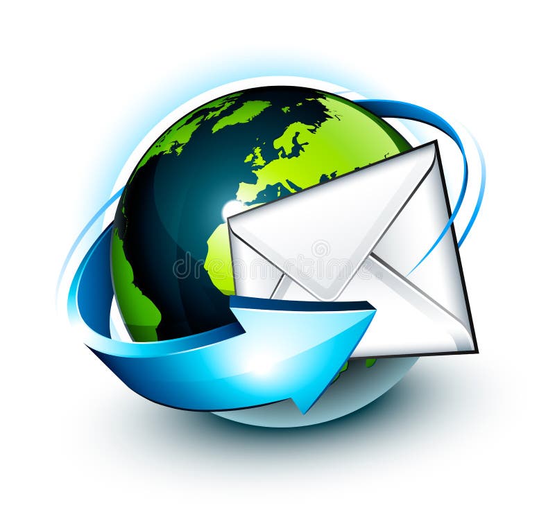 E-mail Rond De Bol Van De Wereld Vector Illustratie - Illustration of ...