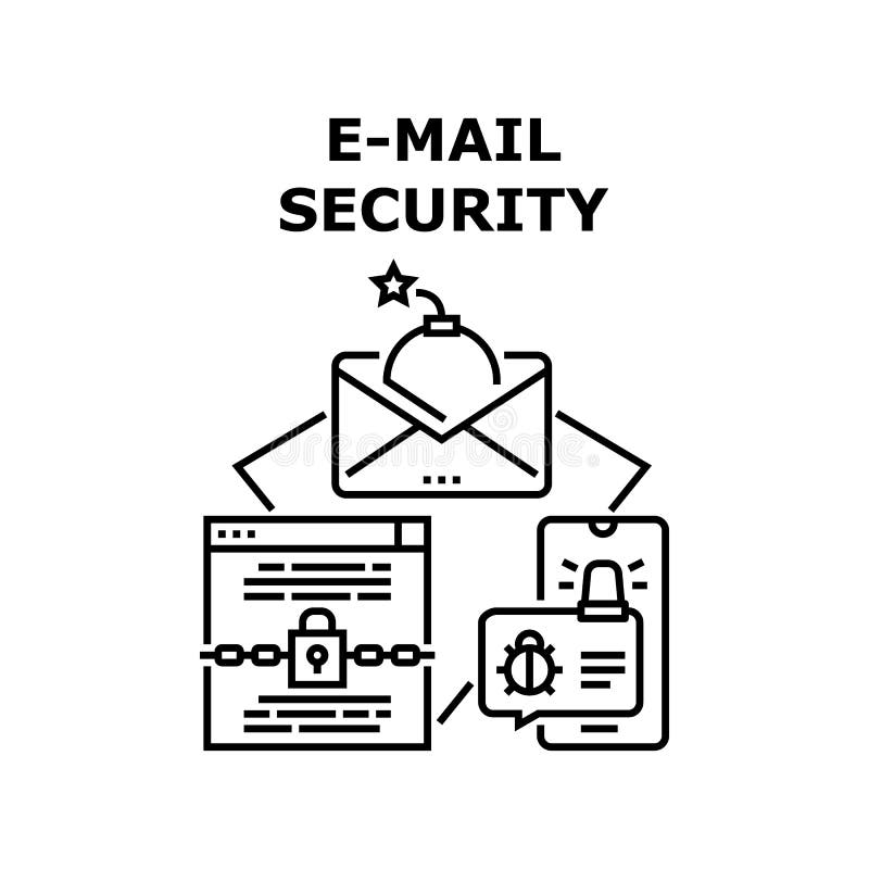 E-mail Security Vector Concept Black Illustration Stock Vector ...