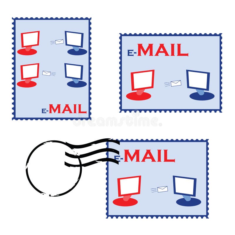 Email Icons in Stamp Frames Stock Illustration - Illustration of email ...