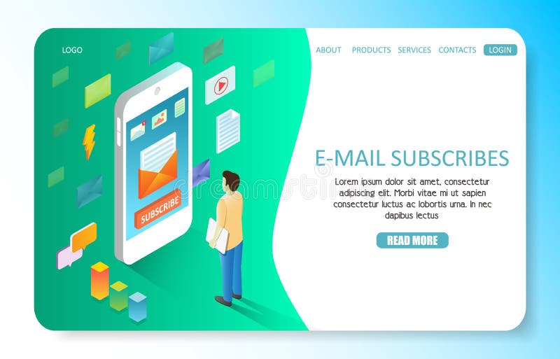 E-mail Subscribe Landing Page Website Vector Template Stock Vector ...