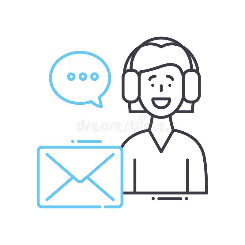 E-mail Support Line Icon, Outline Symbol, Vector Illustration, Concept ...