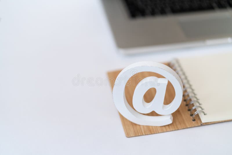 E-mail Symbol in Front of a Laptop Computer Keyboard Concept for Email ...