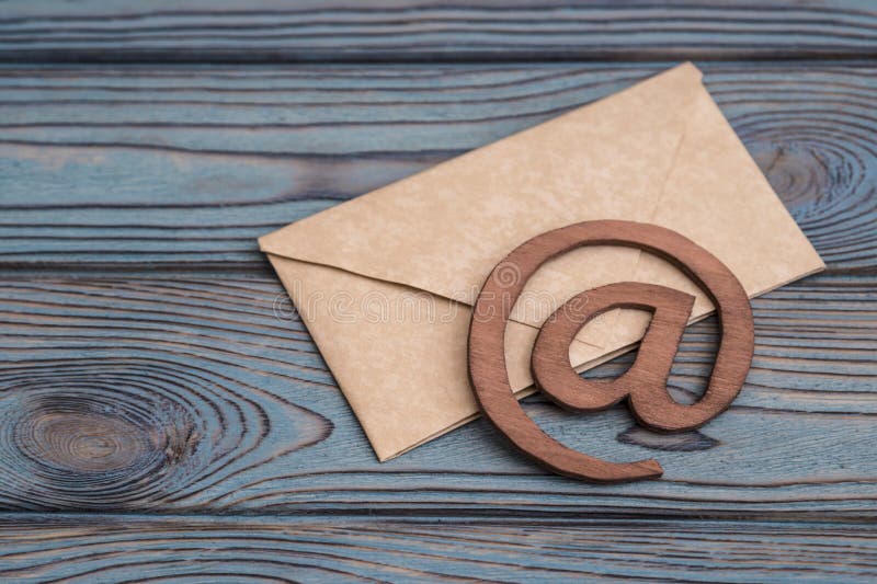 An E-mail Symbol on a Vintage Mail Envelope. Stock Photo - Image of ...