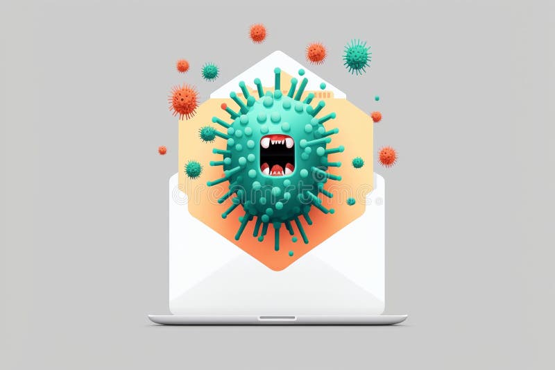 E-mail virus, concept art stock illustration. Illustration of virus ...