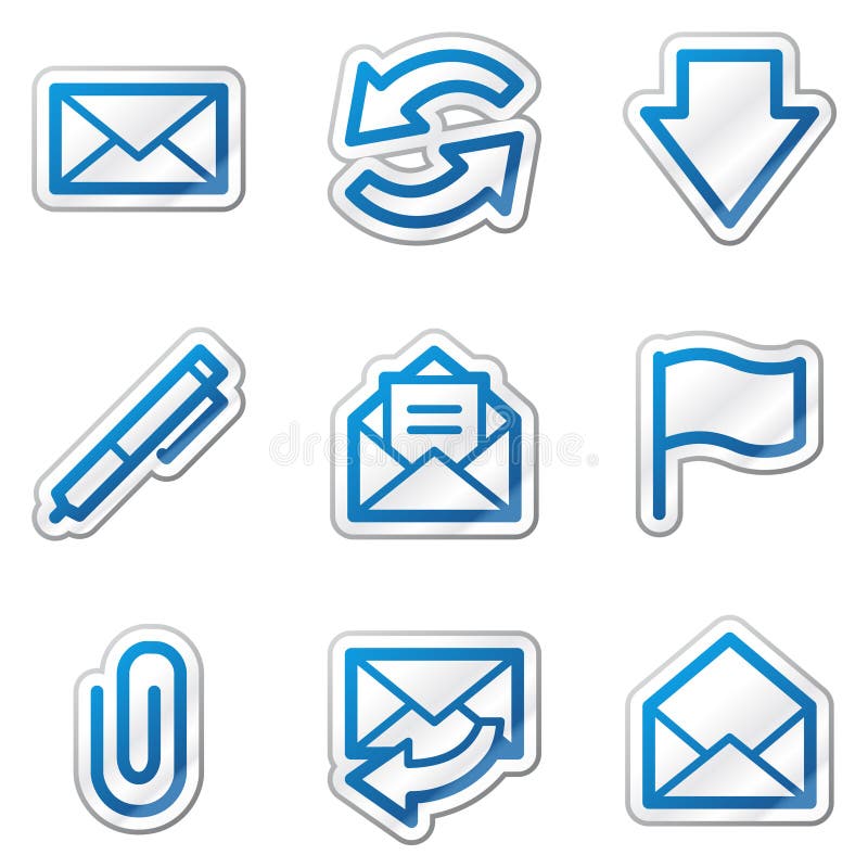 Internet Web Icons, Blue Contour Sticker Series Stock Vector ...