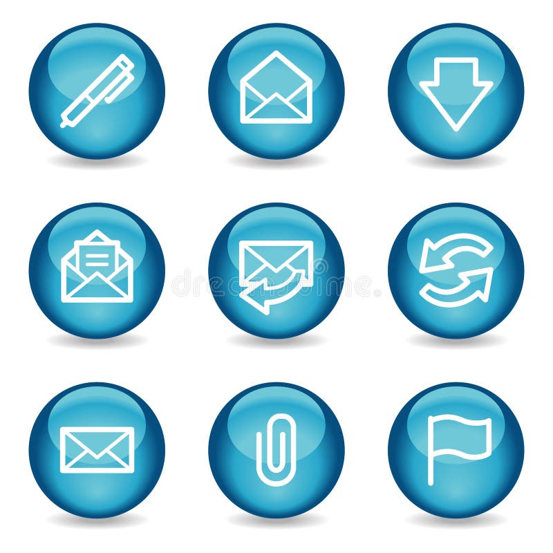 E-mail Web Icons, Blue Glossy Sphere Series Stock Vector - Illustration ...