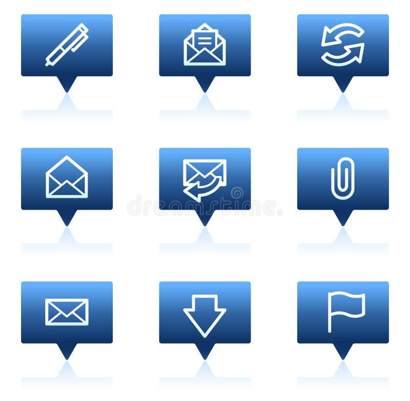 E-mail Web Icons, Blue Speech Bubbles Series Stock Illustration ...
