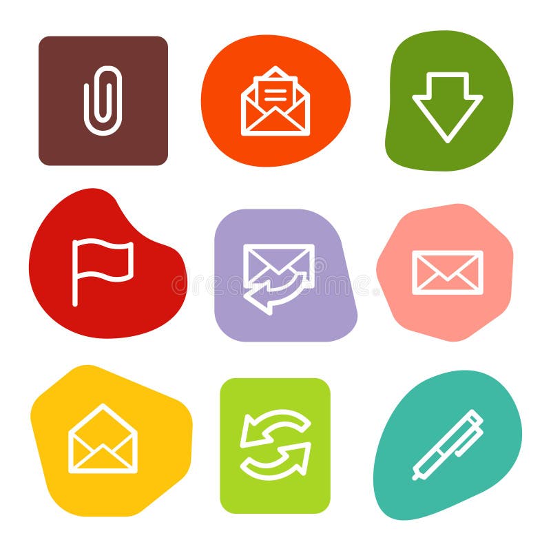 E-mail Web Icons, Colour Spots Series Stock Vector - Illustration of ...