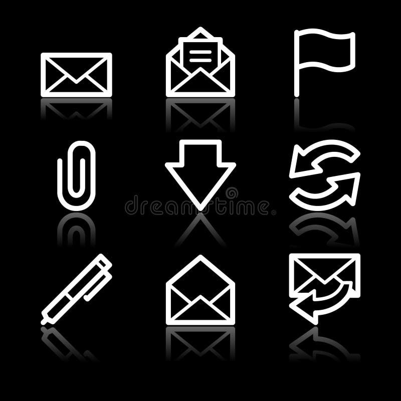 E-mail white web icons stock vector. Illustration of iconset - 10375503