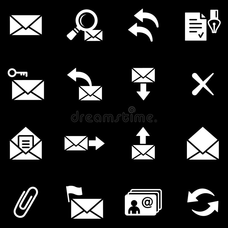E-mail white web icons stock vector. Illustration of iconset - 10375503