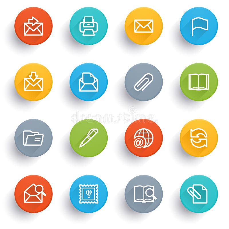 E-mailpictogrammen Met Kleurenknopen Vector Illustratie - Illustration ...