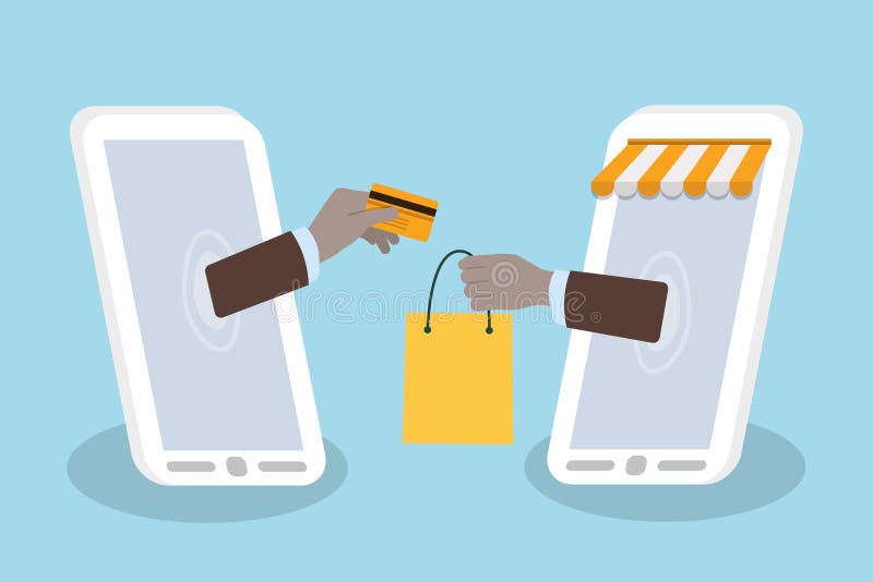 E-marketing Concept, E-commerce, App Store. Stock Vector Illustration in Flat Design. Stock ...