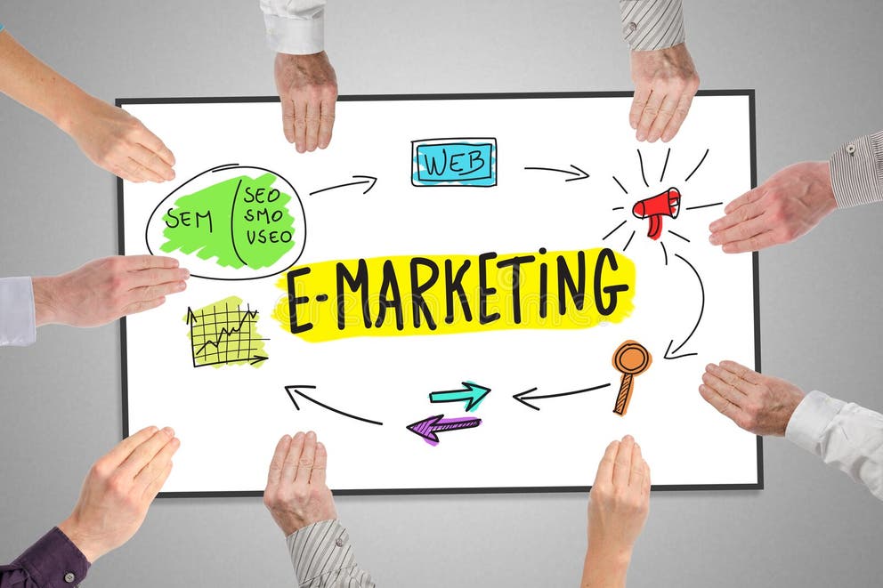 E-marketing Concept on a Whiteboard Stock Photo - Image of concept, strategy: 330014016