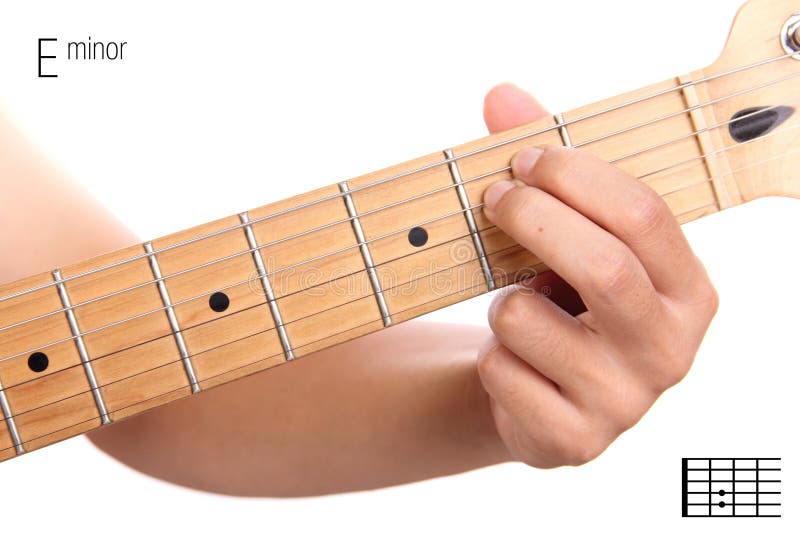 E Minor Guitar Chord Tutorial Stock Photo - Image of chart, frets: 63777906