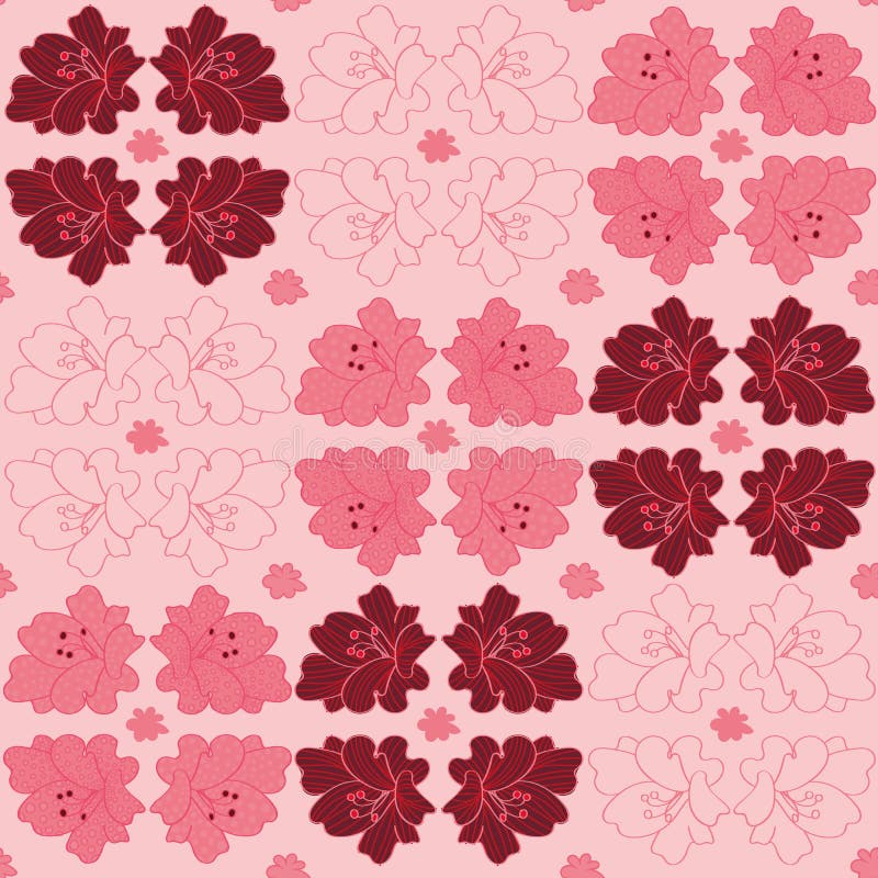 Geometric Vector Pattern with Lilies Flowers on Pink Ilustración del ...