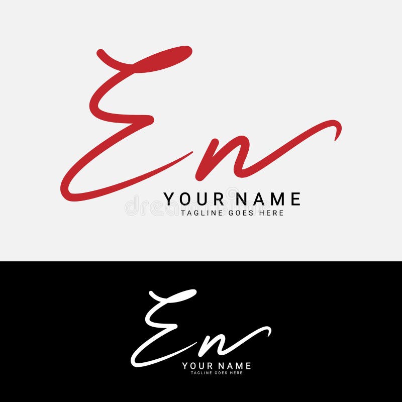 E, N, EN Initial Letter Logo. Alphabet EN Handwritten Signature Logo ...