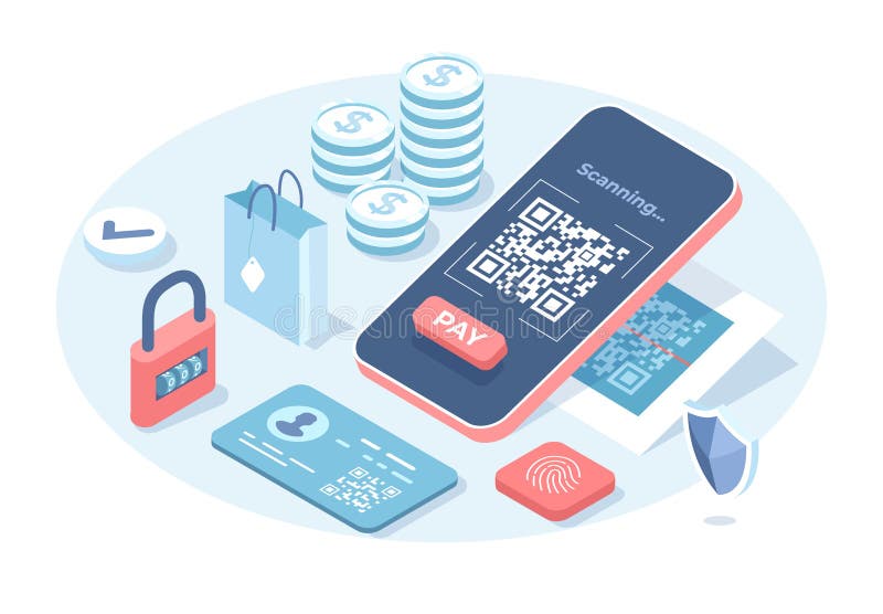 E-Payment, Cashless Technology. Mobile Phone Scans QR Code. Electronic ...