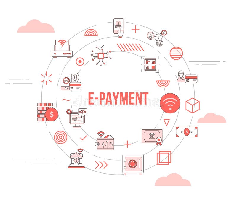 E-payment Electronic Concept with Circle Icon for Website Template or ...