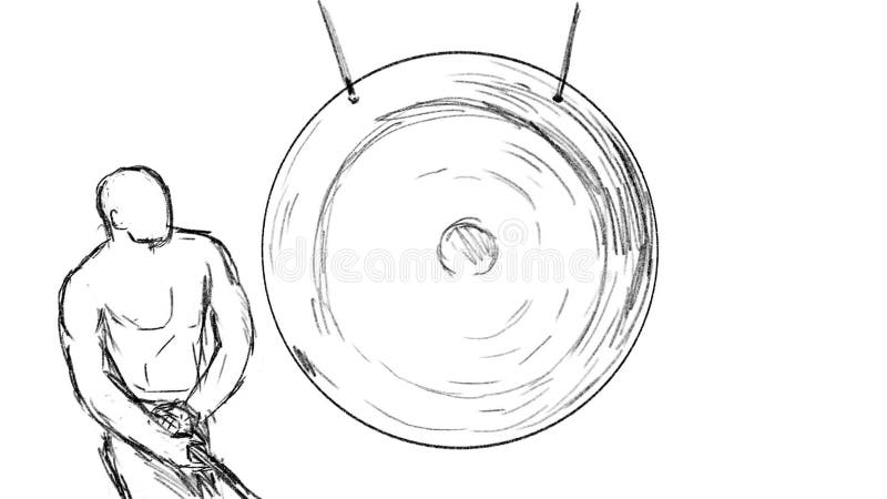 Man Hitting Gong Drawing 2D Animation 影视素材 - 视频 包括有 光盘, 男性: 143019096