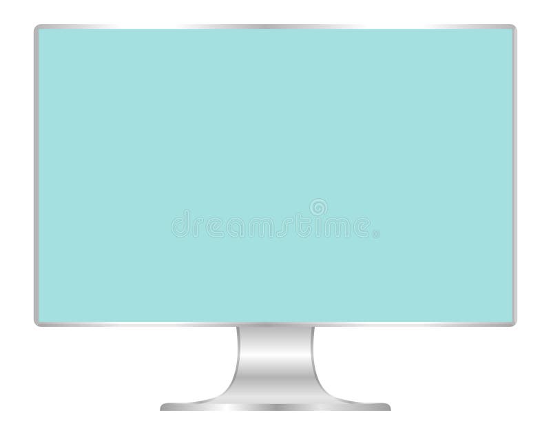 Front of Flat Monitor Light Blue Screen Computer, Pc Display Digital ...