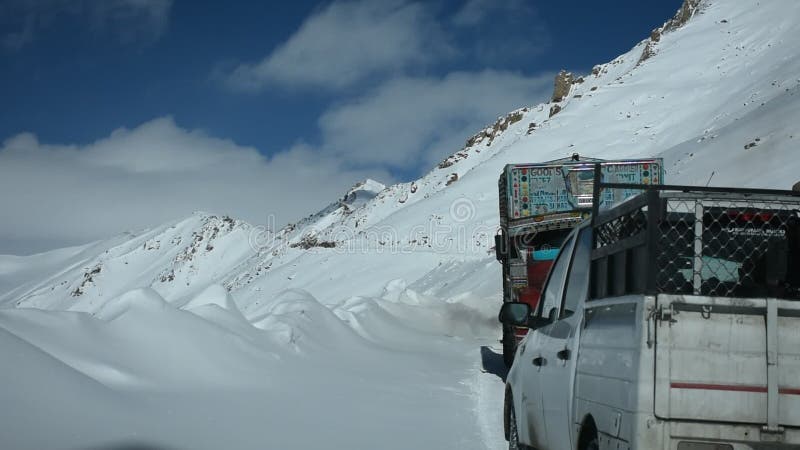 Indian Driving Car on Khardung La Road in Himalaya Mountain at Leh ...