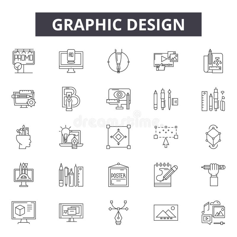 Graphic Designer Line Icons, Signs, Vector Set, Outline Illustration ...