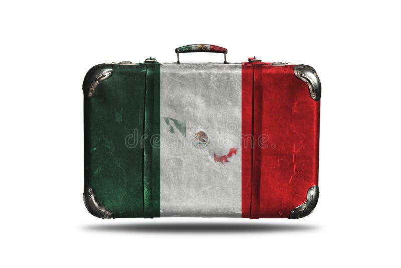 Travel Vintage Leather Suitcase with Flag of Mexico and Country Map ...