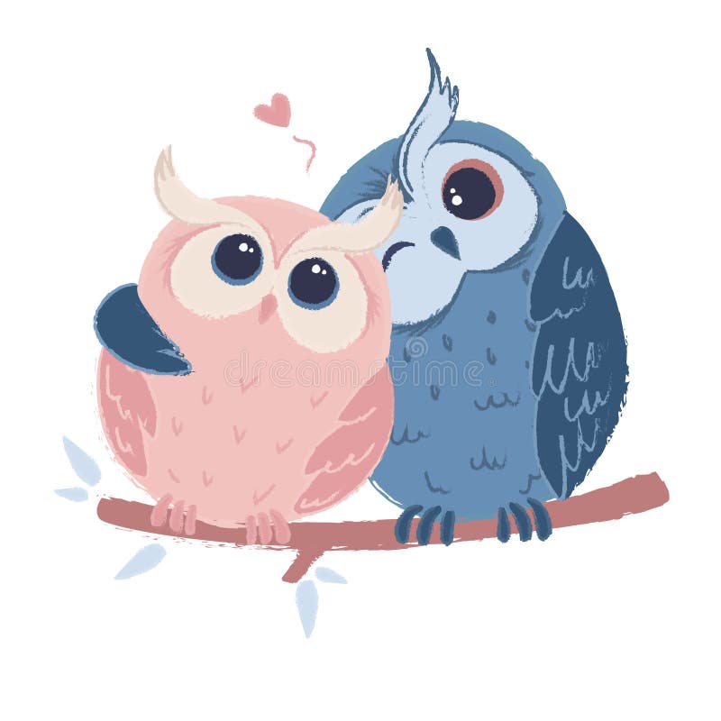 Two Cute Hugging Owls in Love Web and Print Vektor Abbildung ...