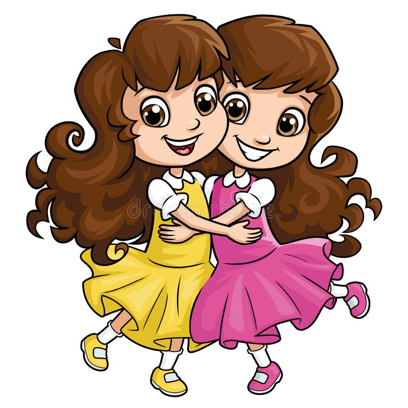 Hermanas Felices Que Juegan, Vector De La Silueta Ilustración del ...